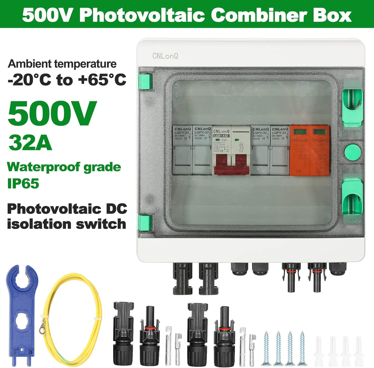 Solar PV Combiner Box,2 in 1 out 2 String Solar Distribution Combiner ...