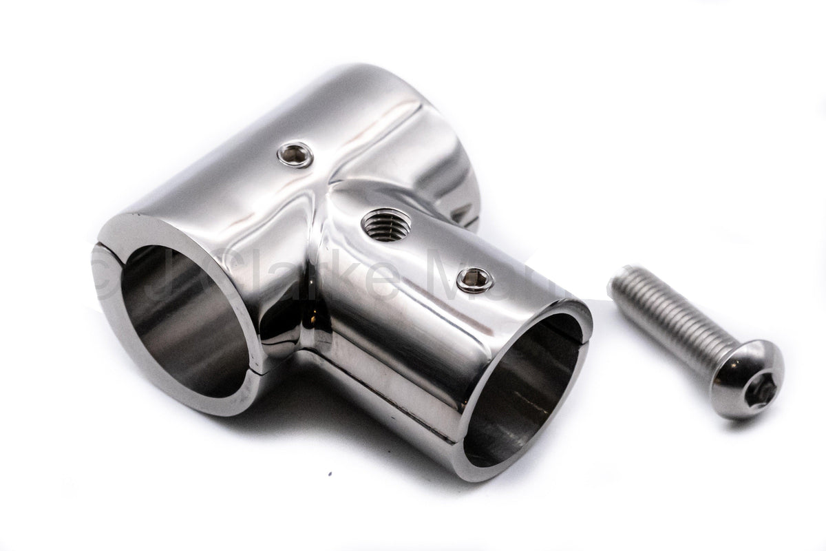 Bimini handrail open hinged fitting 90 degree T piece tee tubing rail ...